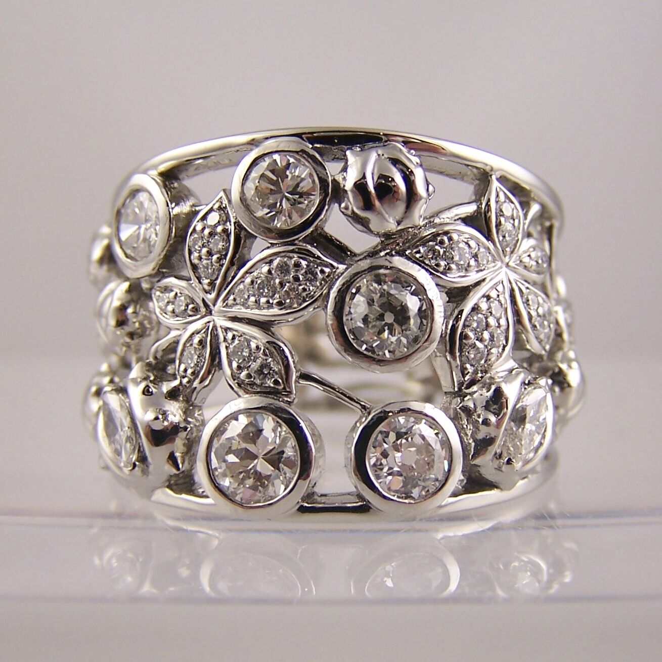 Shop Wide Oak Tree Diamond Set Strand Ring
